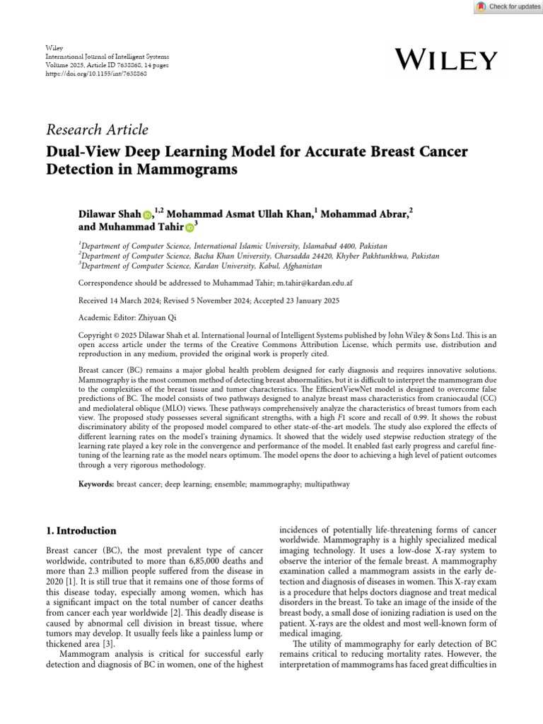 Model For Accurate Breast Cancer | PDF | Mammography | Breast Cancer