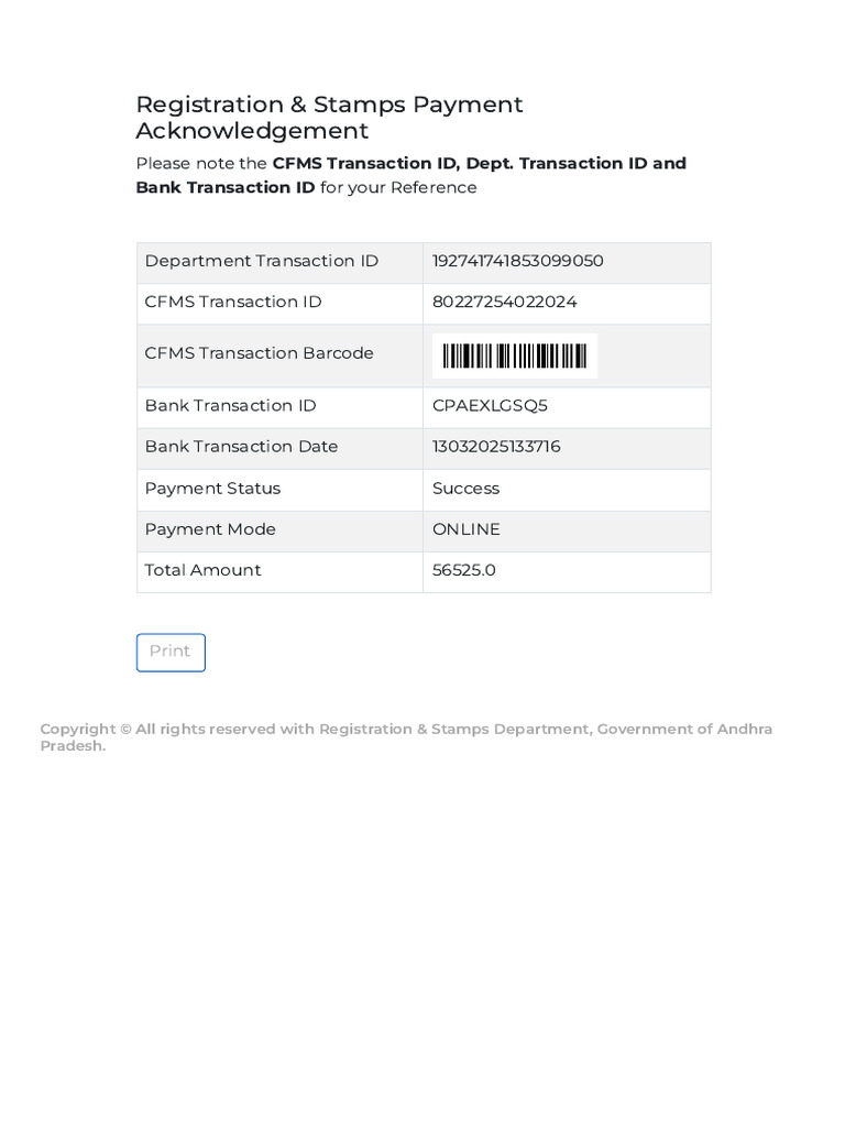 Registration Payment Acknowledgement | PDF