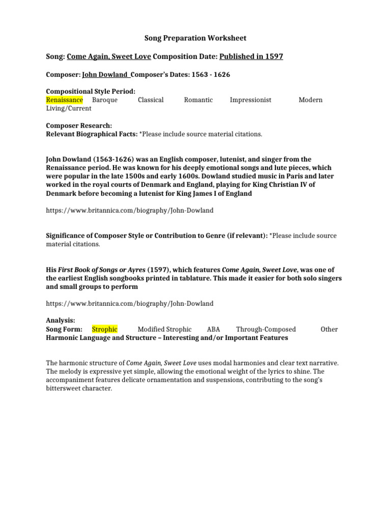 Song Preparation Research Document | PDF | Songs | Musicology