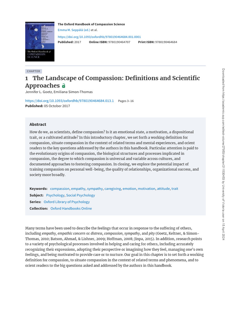 1 The Landscape of Compassion Denitions and Scientic Approaches | PDF ...