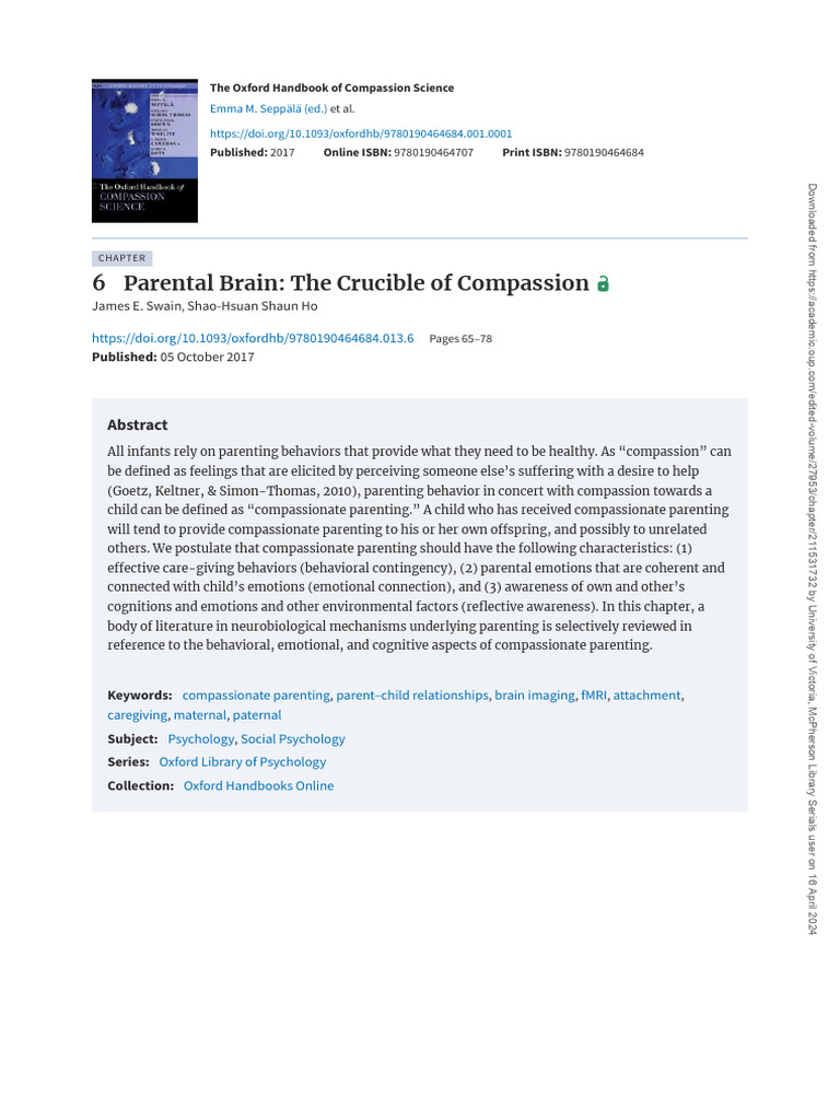 6 Parental Brain - The Crucible of Compassion | PDF | Attachment Theory ...
