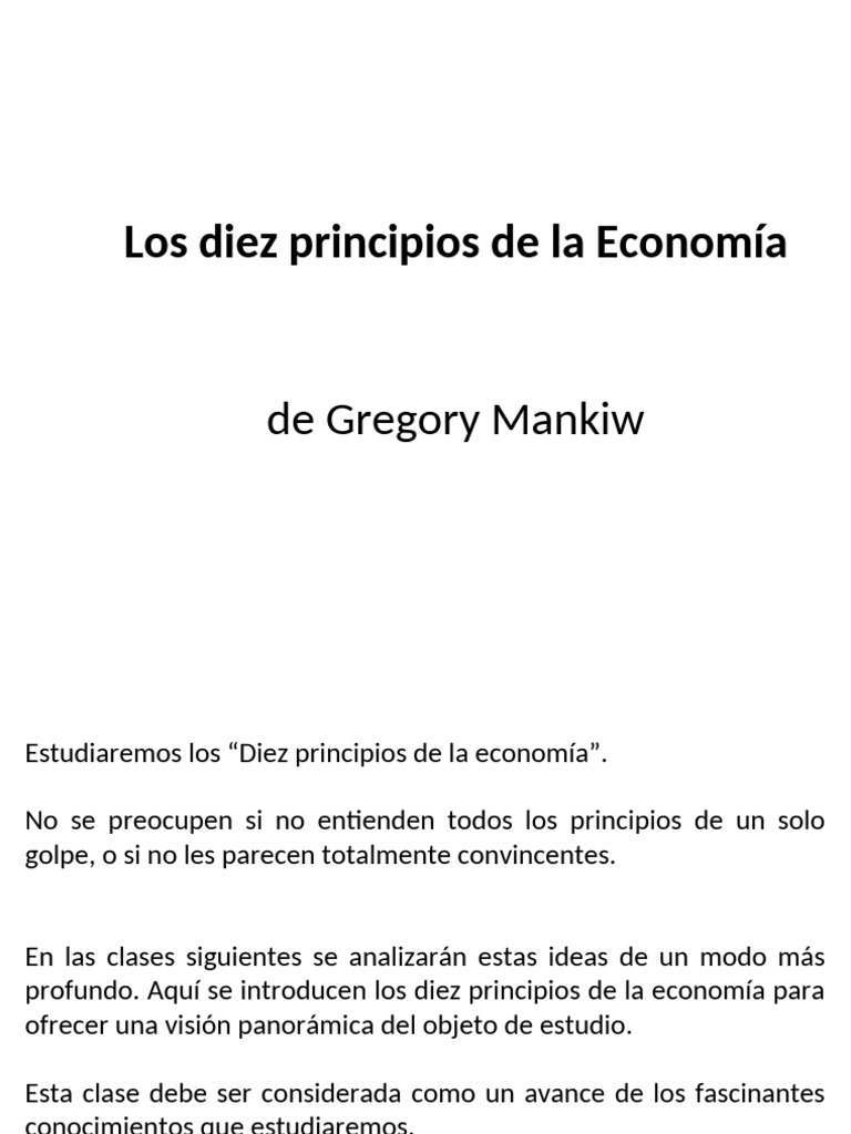 Diez Principios de la Economía de Mankiw | PDF | Inflación | Mercado ...