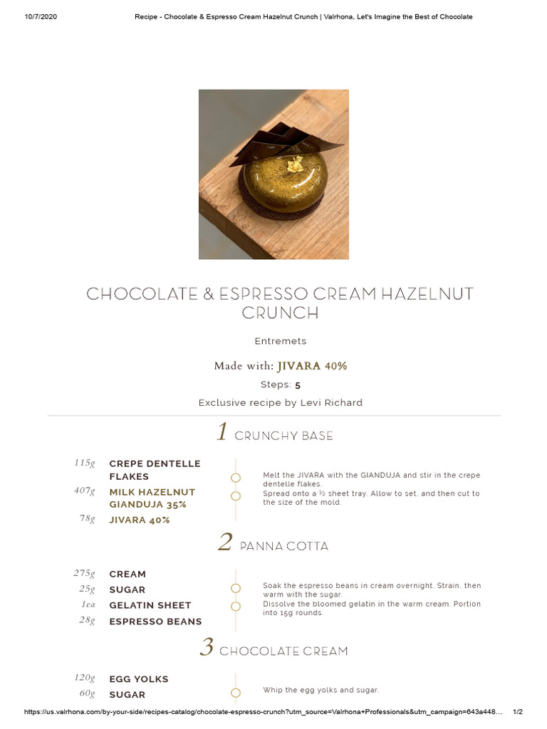 Chocolate Espresso Hazelnut Crunch Recipe | PDF | Chocolate | Cream