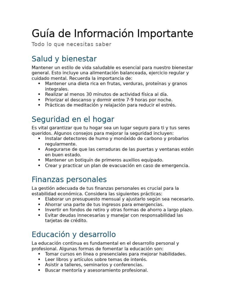 Guía de Información Importante | PDF