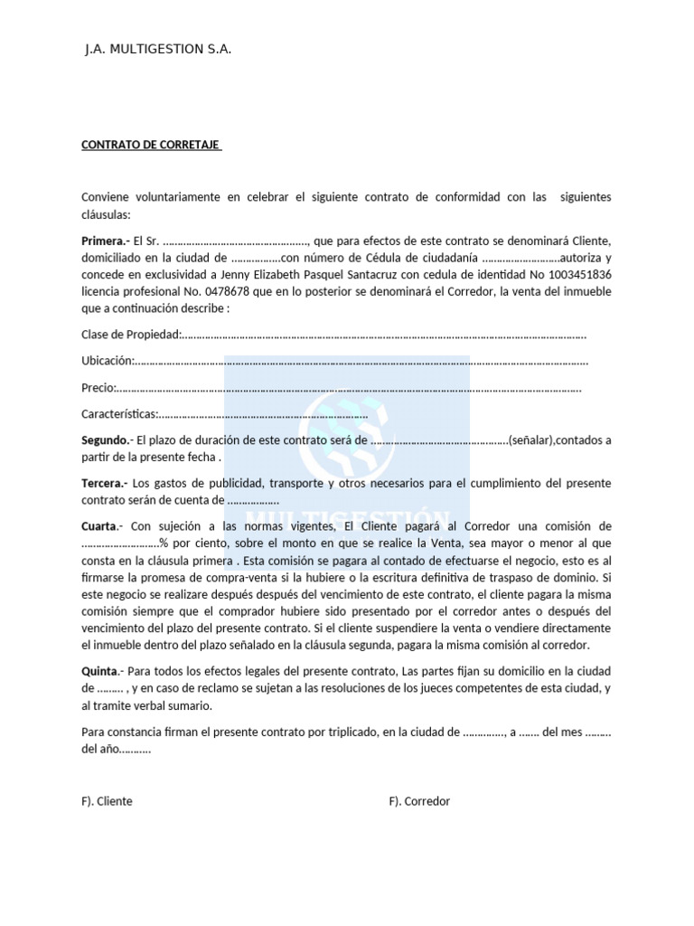 Contrato de Corretaje 45 | PDF
