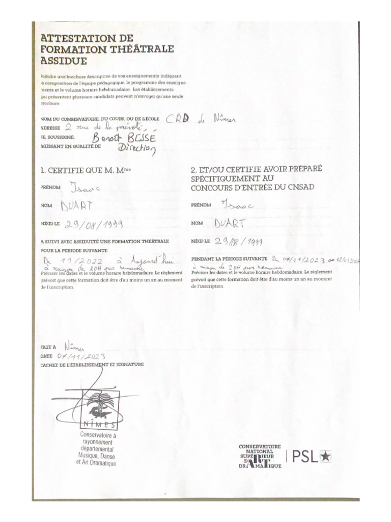 Attestation de | PDF