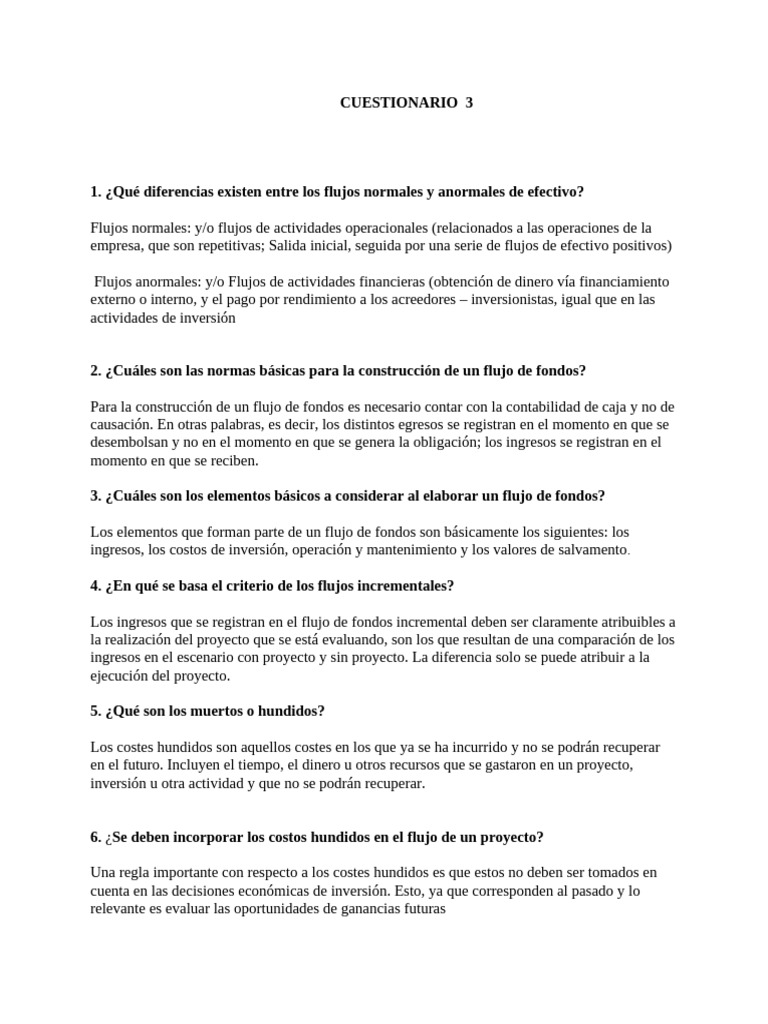 cuest 3 finanzas II | PDF | Costo de oportunidad | Inversiones