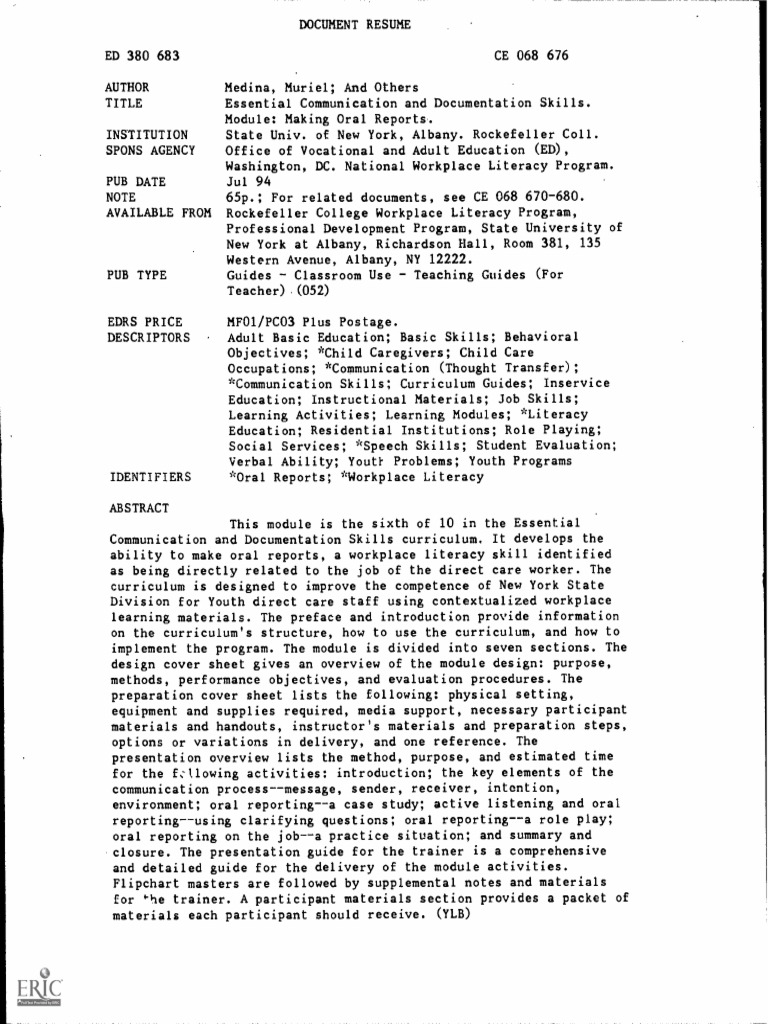 Essential Comm and Doc Skills - Making Oral Reports | PDF | Literacy ...