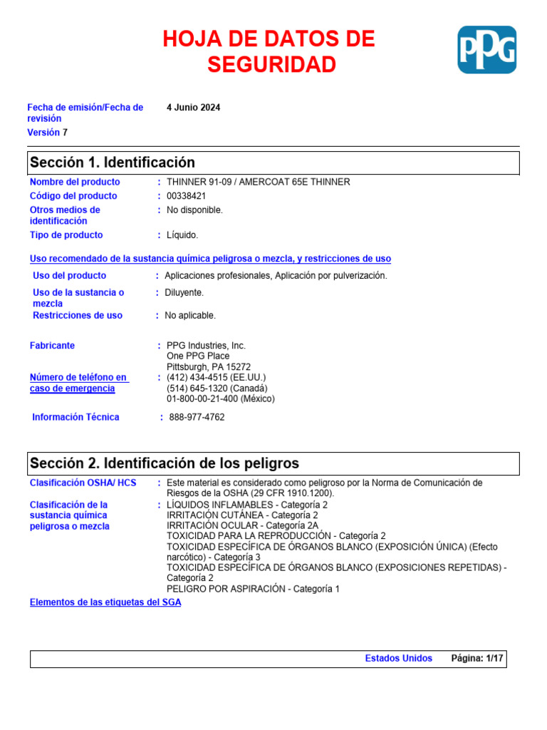 Thinner Estándar Comex | PDF