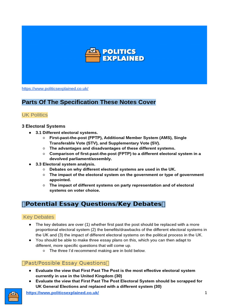 Electoral Systems - Everything You Need To Know For A Level Politics ...