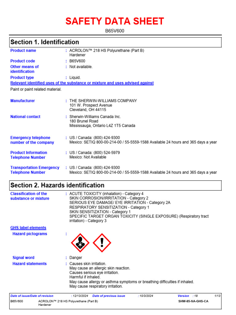 ACROLON 218 HS | PDF | Toxicity | Allergy