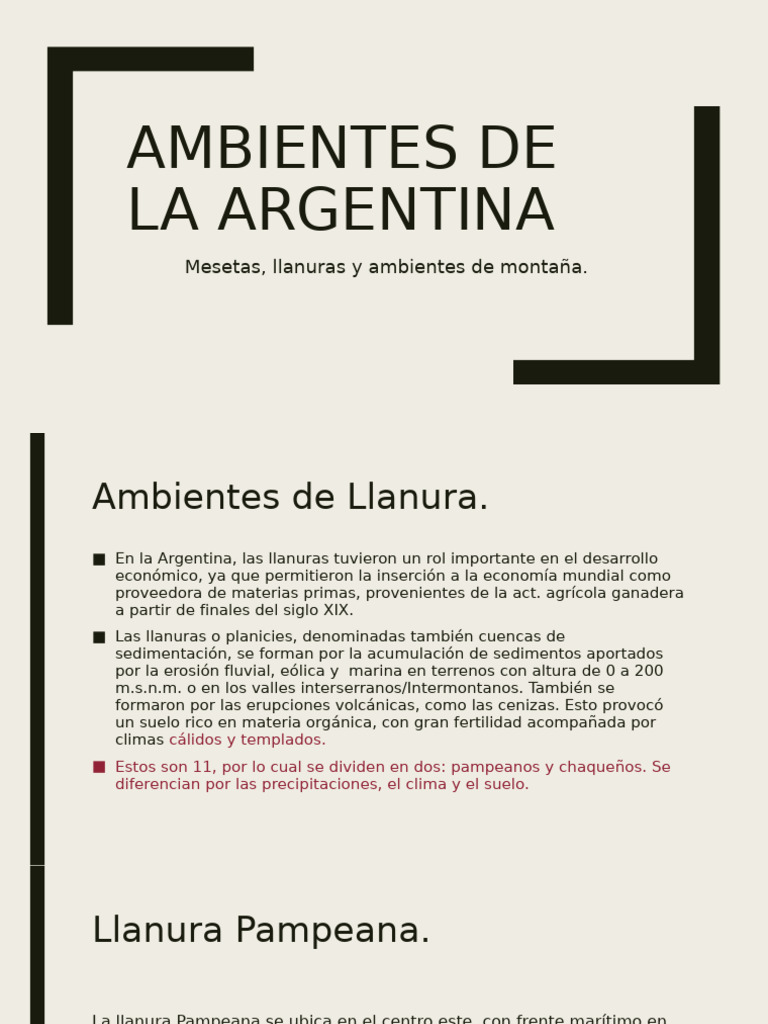 Ambientes Naturales de Argentina: Llanuras y Mesetas | PDF | Andes ...