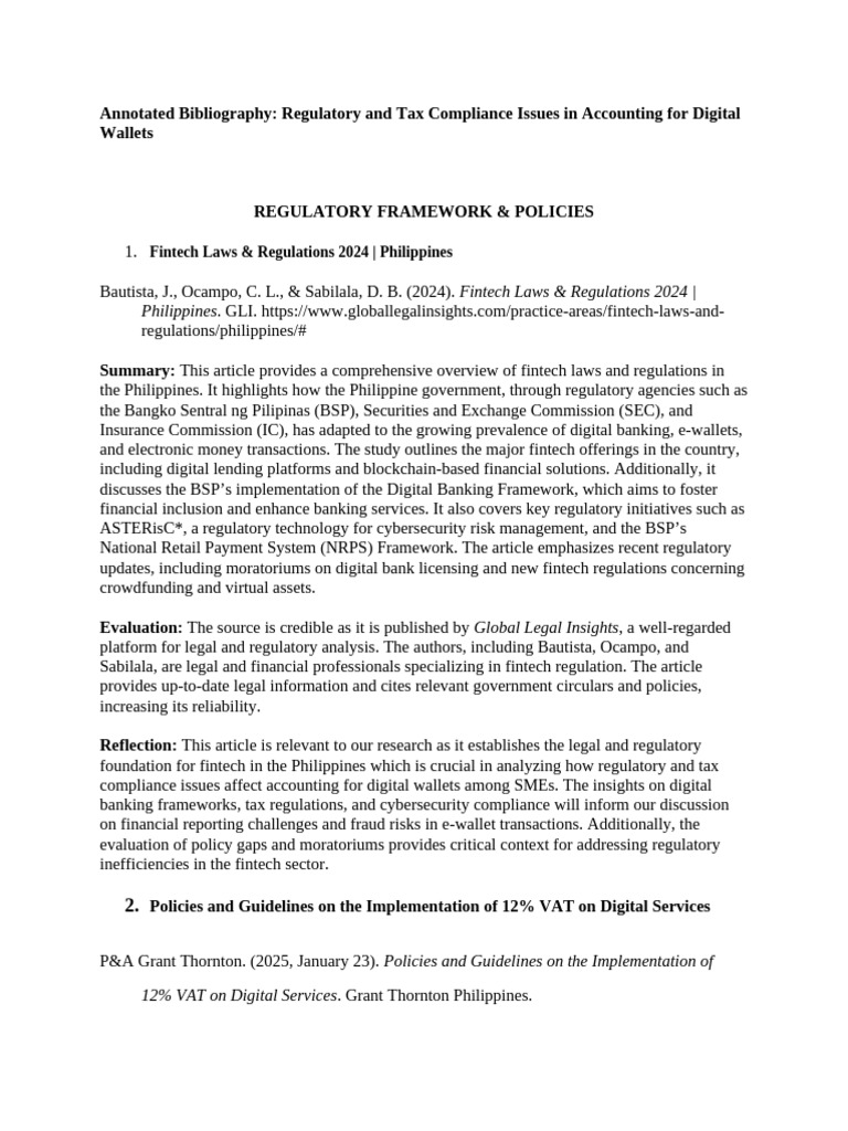 Annotated Bibliography - Draft | PDF | Taxes | Regulatory Compliance