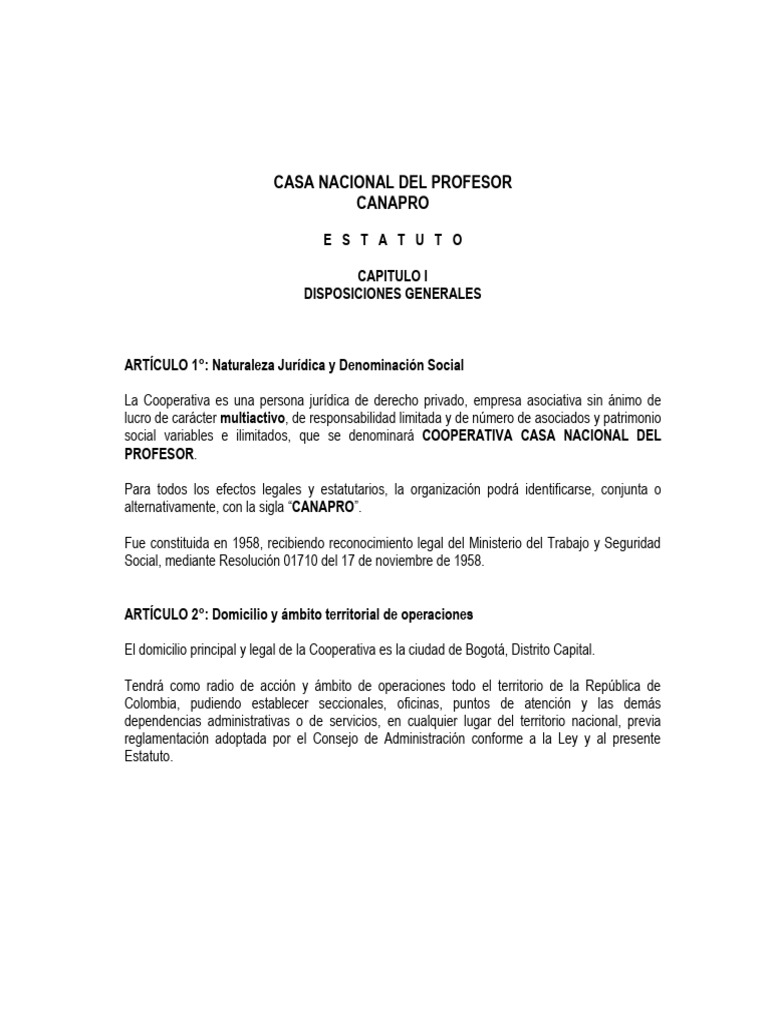 Estatutos 2019 | PDF | Cooperativa | Regulación