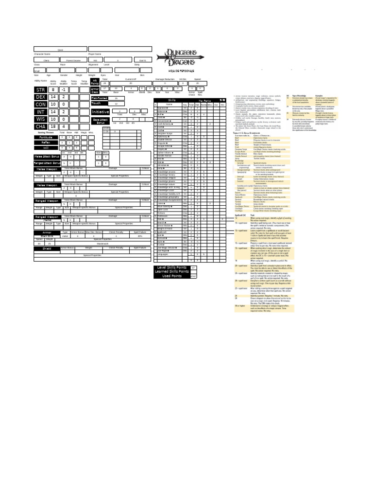DD Character Sheet 3.5 Gnome | PDF