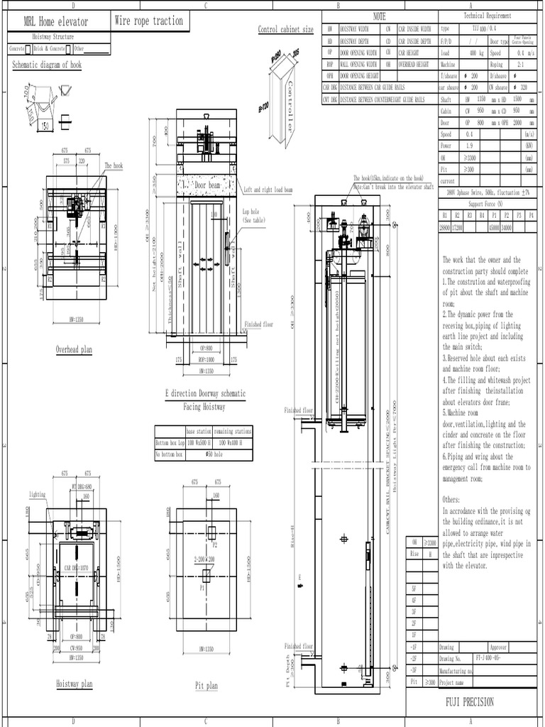MRL Home Elevator Wire Rope Traction 400KG-05Four Panels Centre Opening | PDF | Elevator ...