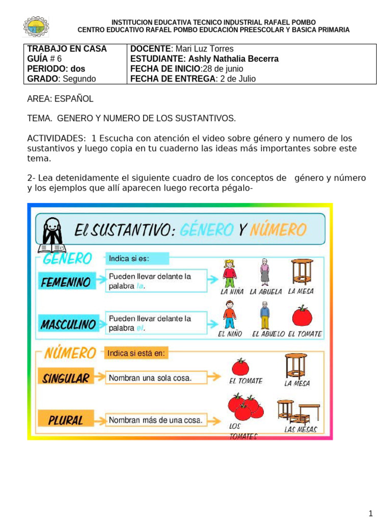 Guia de Genero y Numero | PDF