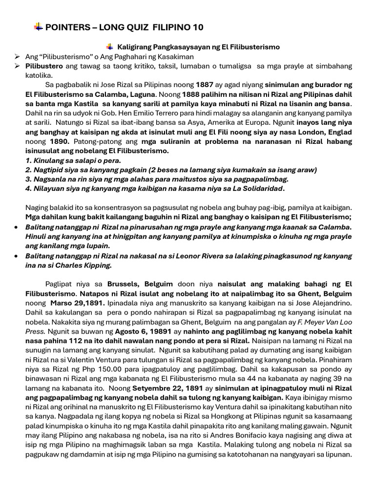 POINTERS-LONG-QUIZ-FILIPINO | PDF