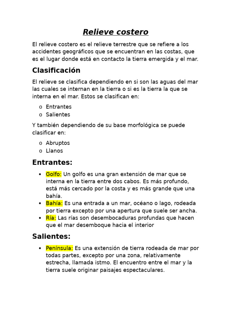 Relieve Costero | PDF | Costa | Laguna