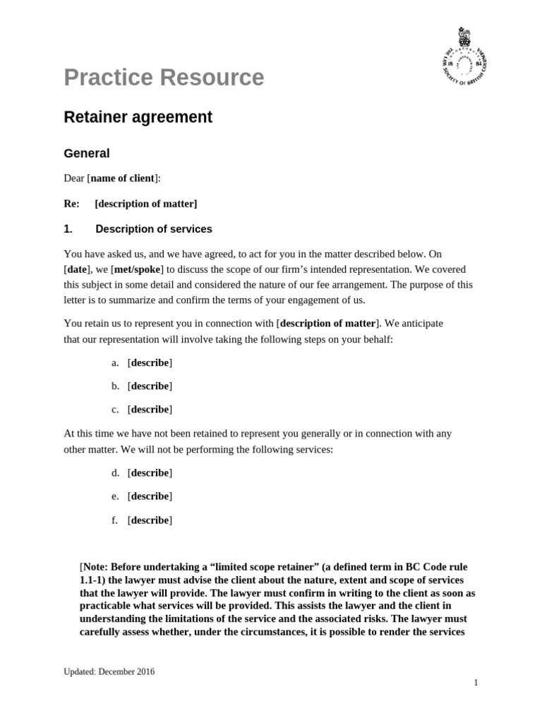 Retainer Agreement Template for Legal Services | PDF | Lawyer | Interest
