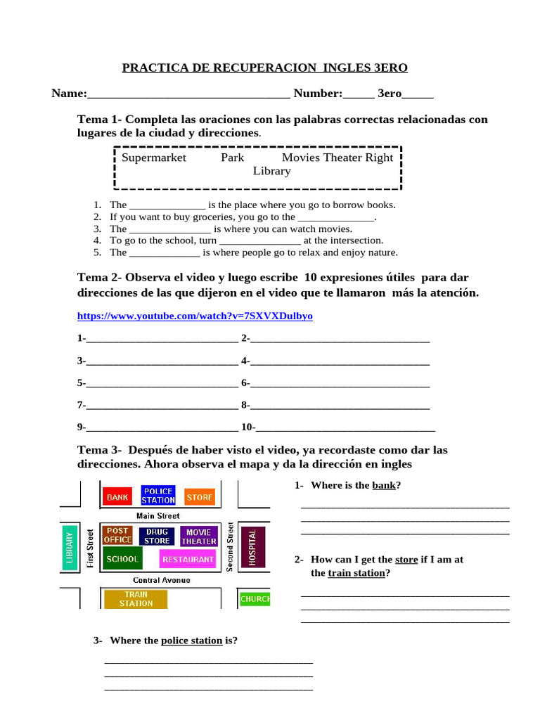 PRACTICA DE RECUPERACION INGLES 3ERO P2 | PDF