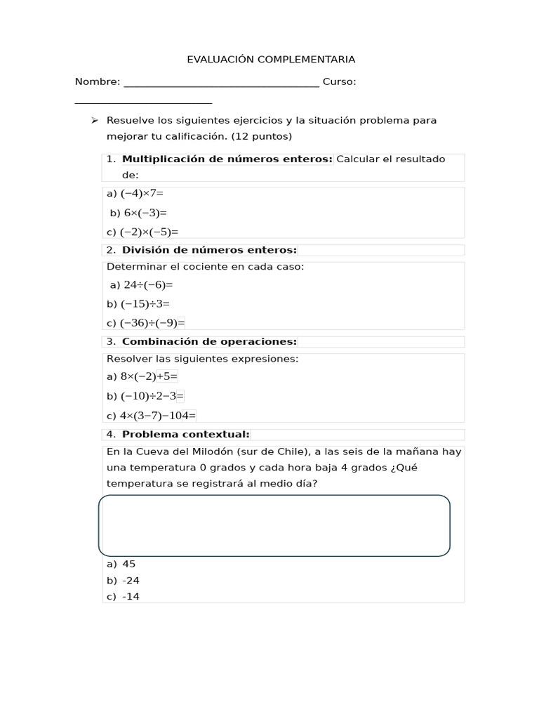 EVALUACIÓN COMPLEMENTARIA | PDF