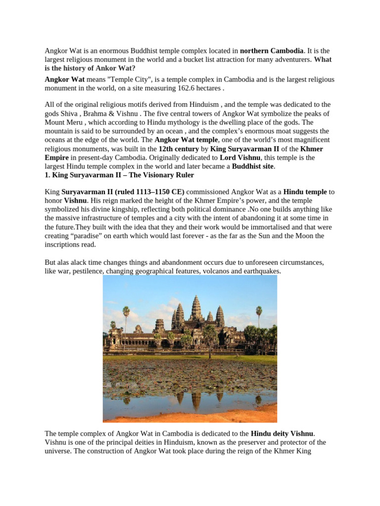Angkor Wat The Enormous Buddhist Temple Complex | PDF | Angkor | Angkor Wat