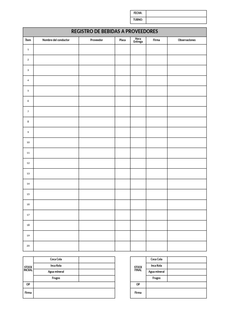 Registro de Entrega de Coca Cola | PDF | Refresco | Coca Cola