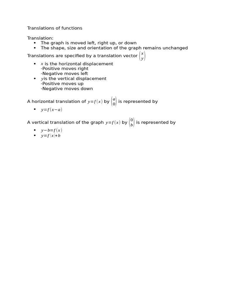 Translations of Functions | PDF