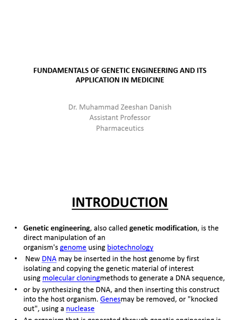 Genetic Engineering in Medicine Explained | PDF | Polymerase Chain ...