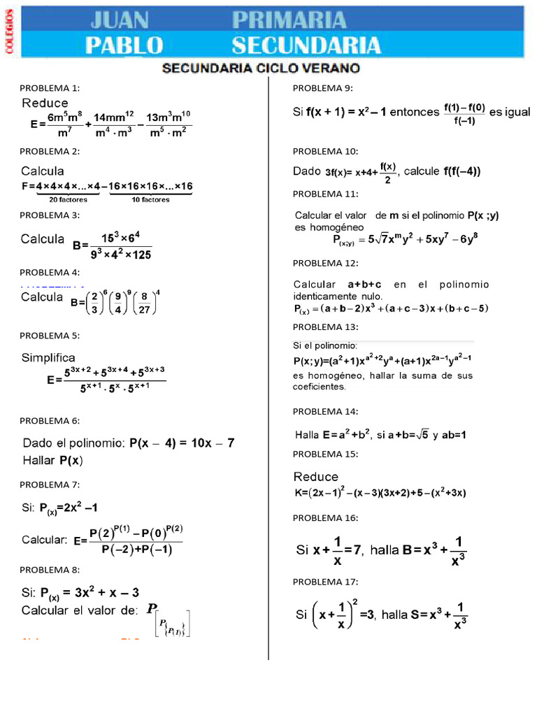 Balotario Mate 1,2 Secundaria | PDF