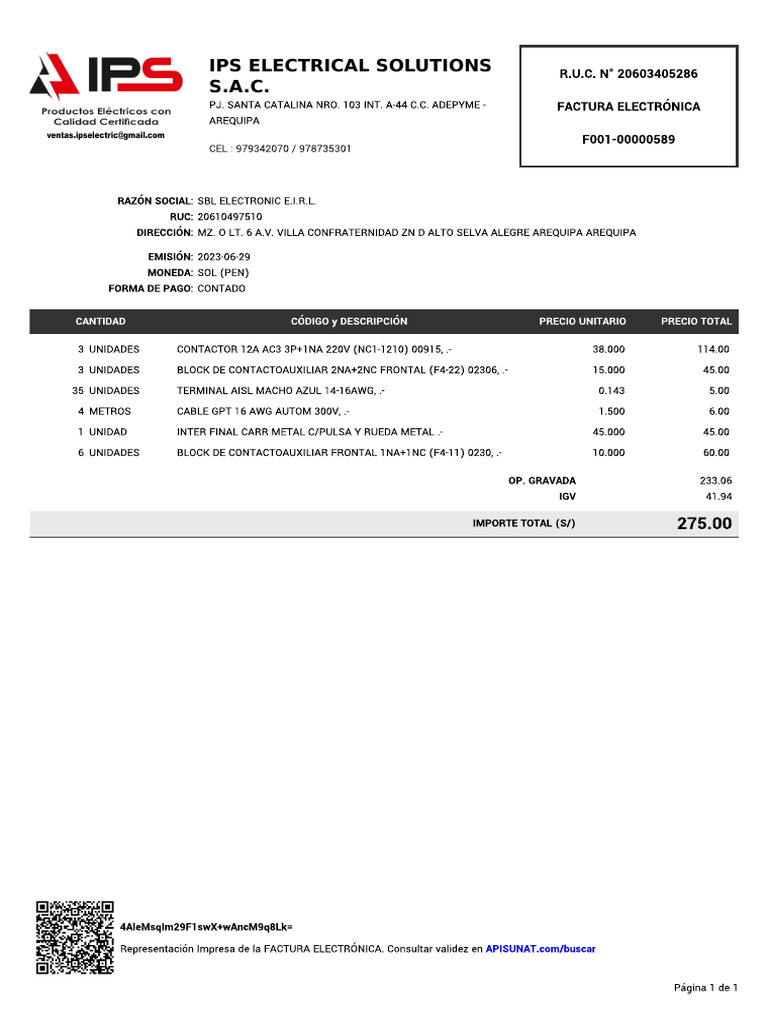 Ips Electrical Solutions S.A.C | PDF