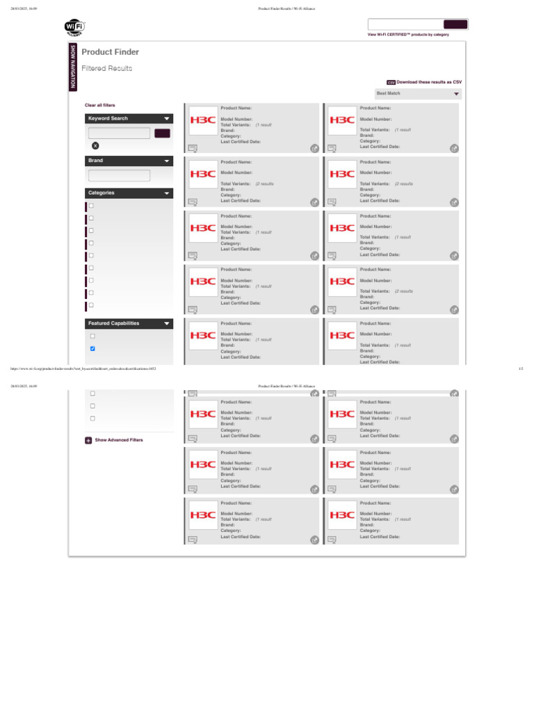 Product Finder Results - Wi-Fi Alliance - WiFi 7 - H3C | PDF | Wireless Lan | Wi Fi