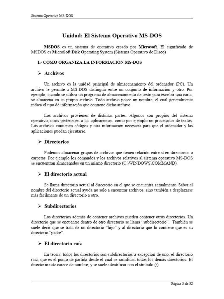 MSDOS Lectura para Crucigrama | PDF | Archivo de computadora | Directorio (Computación)