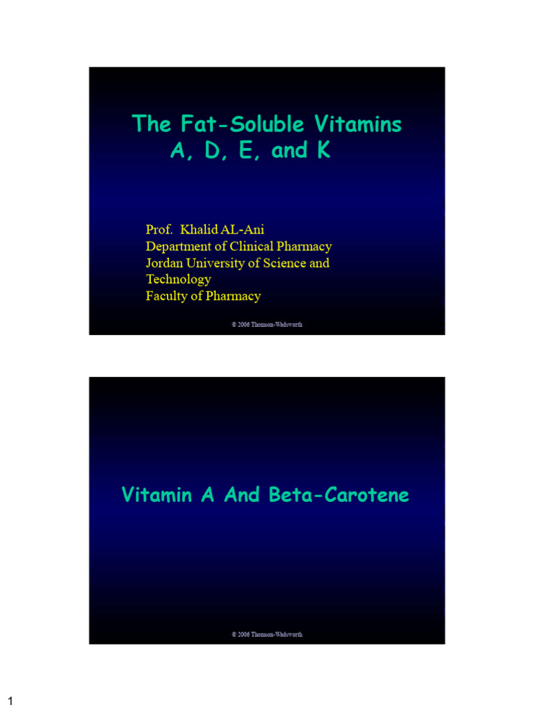 Fat-Soluble Vitamins: A, D, E, K Overview | PDF | Vitamin A | Vitamin D
