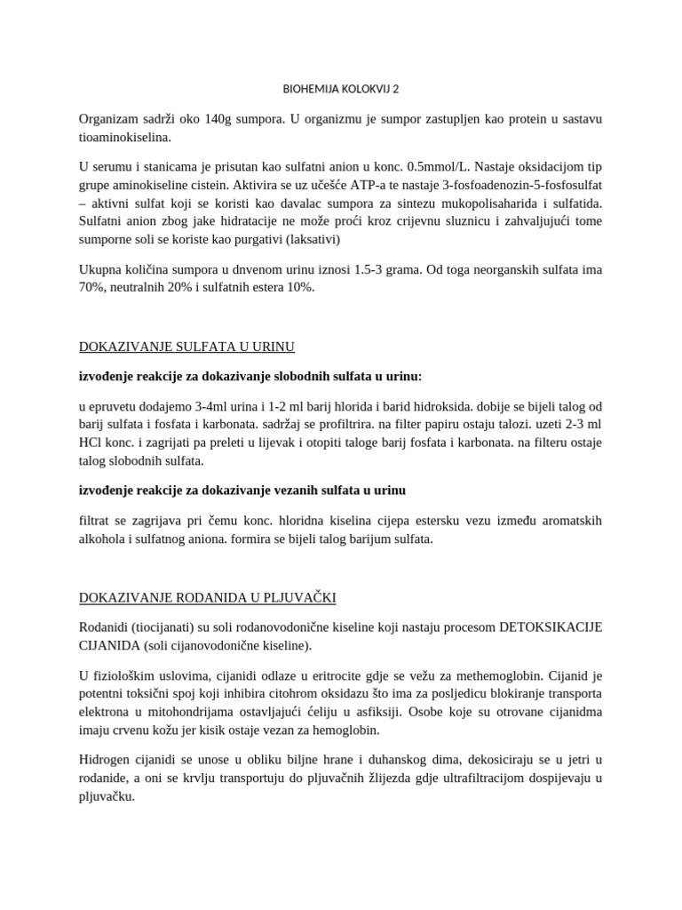 Biohemija Kolokvij 2 | PDF