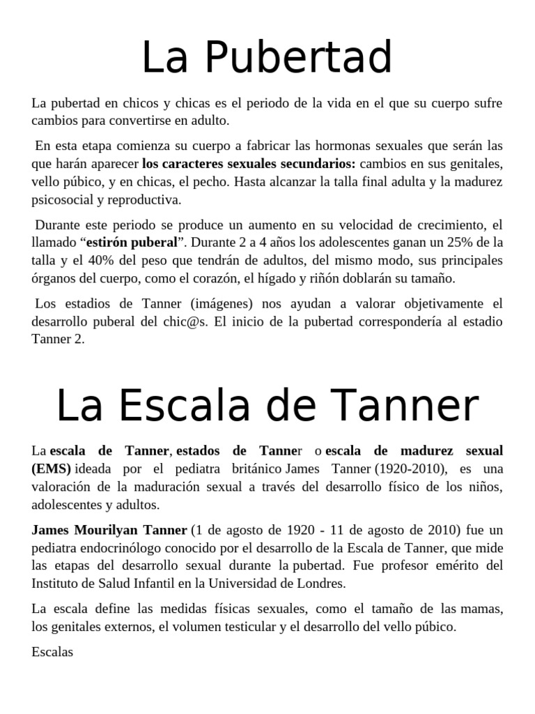 Etapas de la Pubertad y Escala de Tanner | PDF | Pubertad | Adolescencia