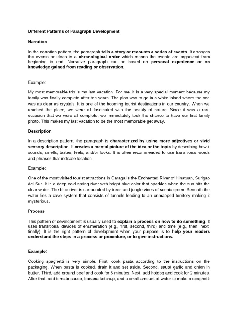 Patterns of Paragraph Development Part 1 | PDF | Spaghetti