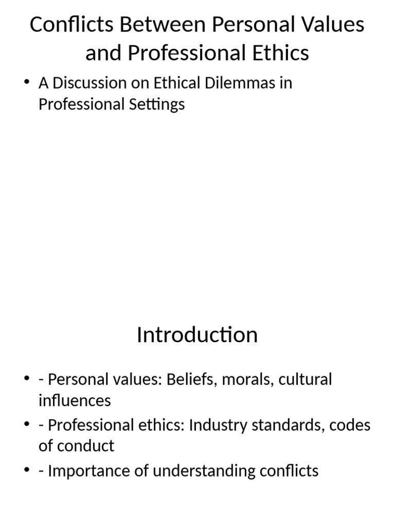 Conflicts Between Values and Ethics | PDF
