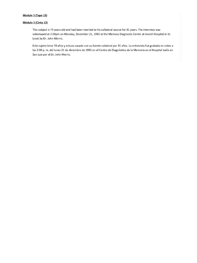 Spanish Blank Worksheet Module 3 Tape 13 | PDF | Memoria | Cognición