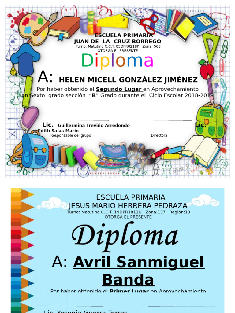 Diplomas 2019.docx Versión 1kokok | PDF