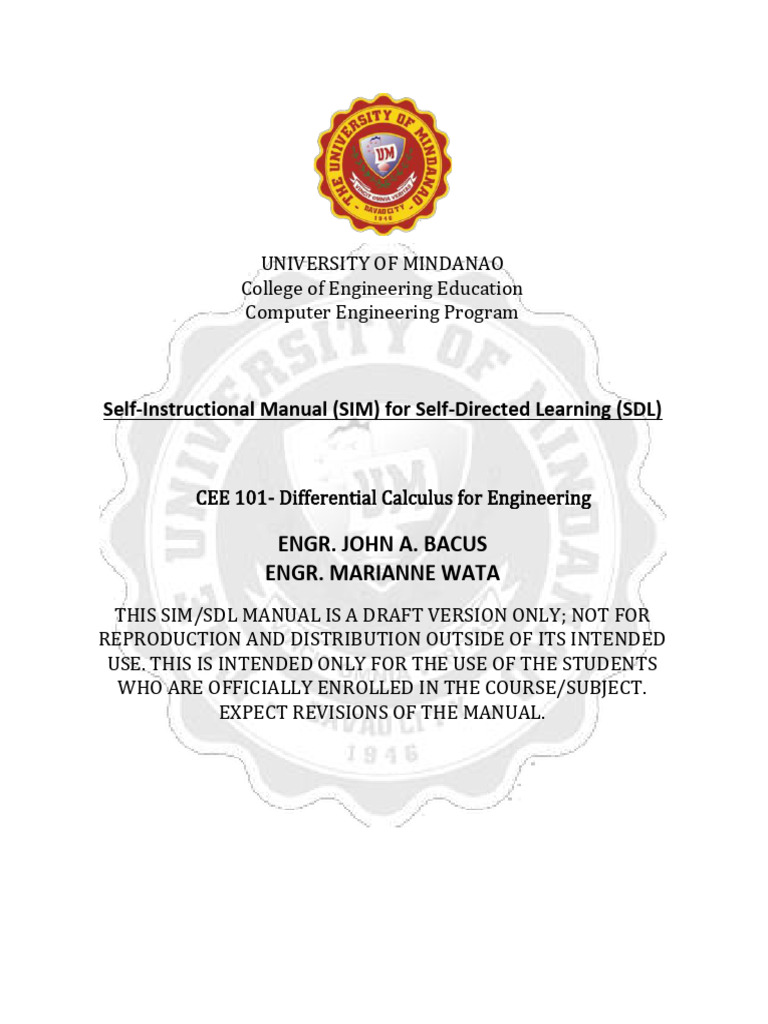 Cee 101 Engineering Calculus 1 | PDF | Function (Mathematics) | Derivative