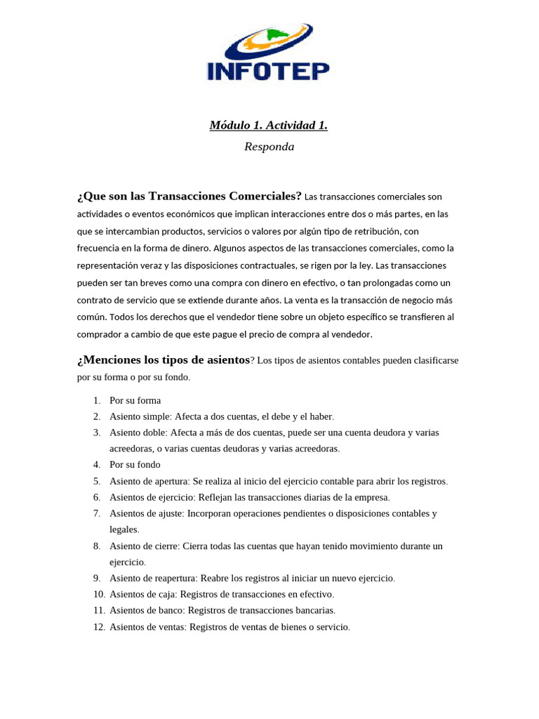 Módulo 1, Actividad 1 | PDF | Contabilidad | Business