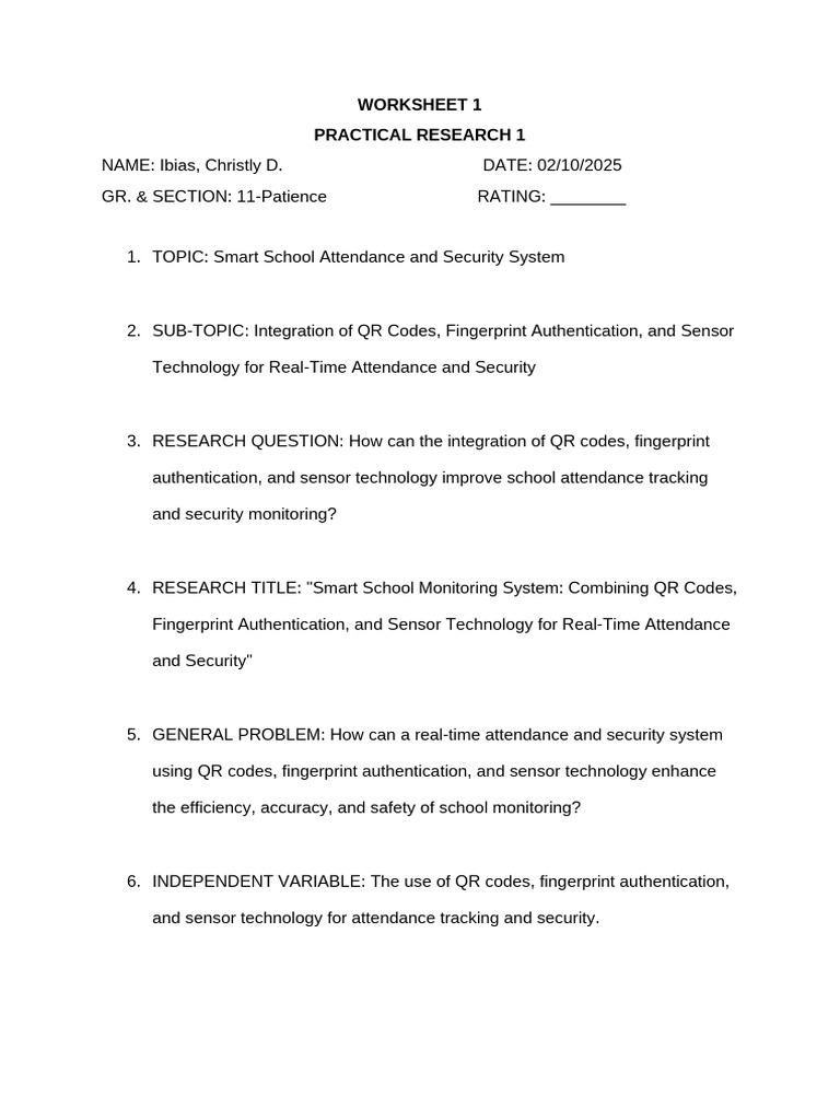 Worksheet 1 PR1 2.6.25 | PDF