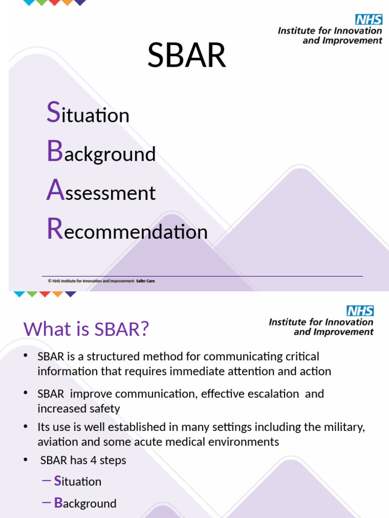 SBAR Communication Guide for Healthcare | PDF | Health Care | Diseases ...