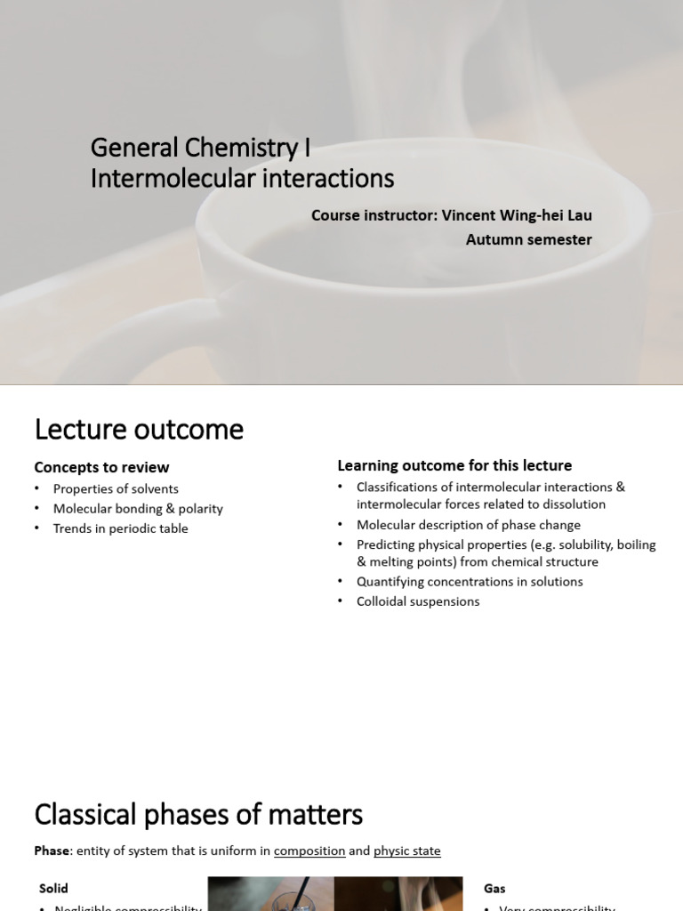 Intermolecular Interactions in Chemistry | PDF | Chemical Bond ...