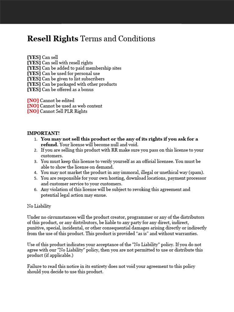 Resell Rights License Guidelines | PDF