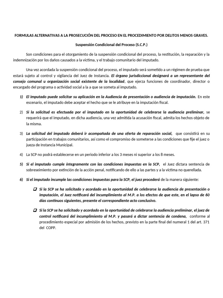 Formulas Alternativas A La Prosecución Del Proceso en El Procedimiento ...