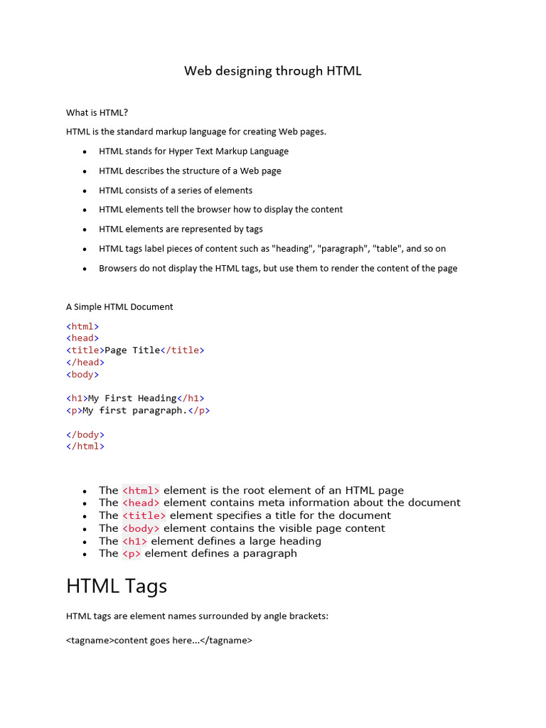 T - Webdesigning Through HTML - SA-2 | PDF | Html Element | Html