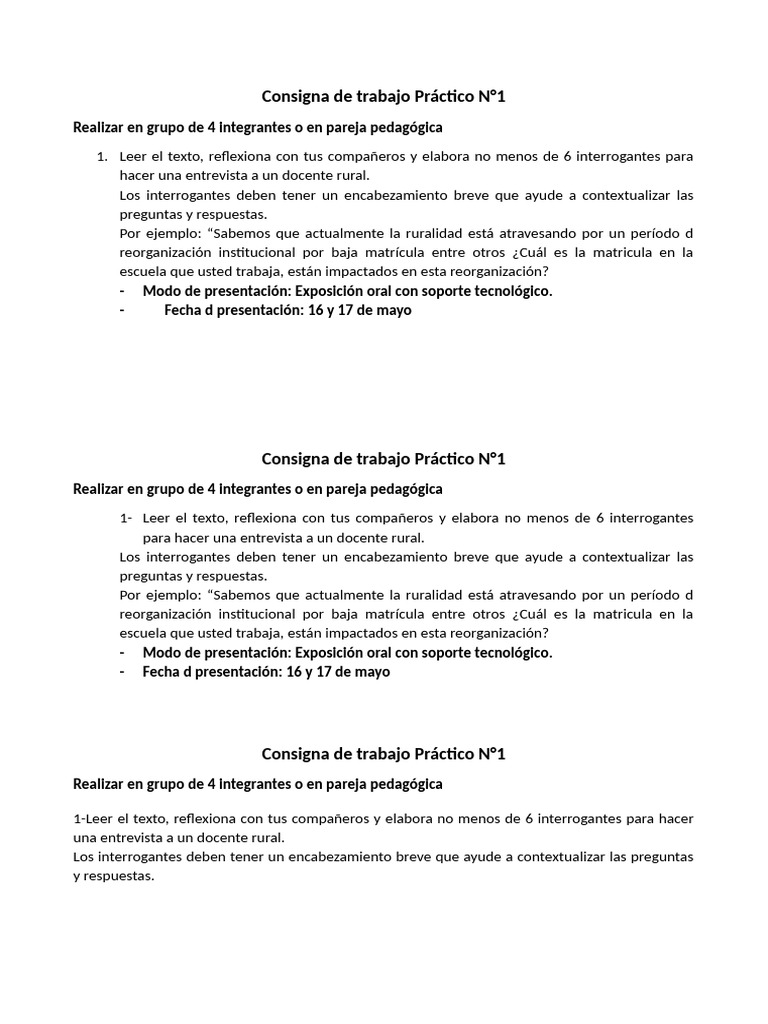 Consigna de Trabajo Práctico N1 Sujeto Rural | PDF
